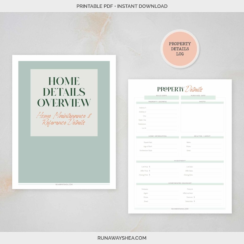 Home Maintenance Planner Printable | Track Your Household Details With ...
