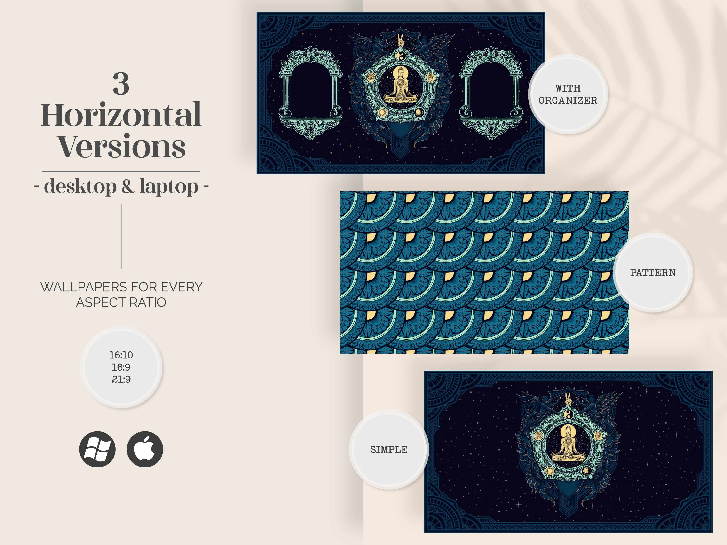 Desktop Organizer Mystic Yoga Wallpaper Vintage Mystical Witch Art Mac ...