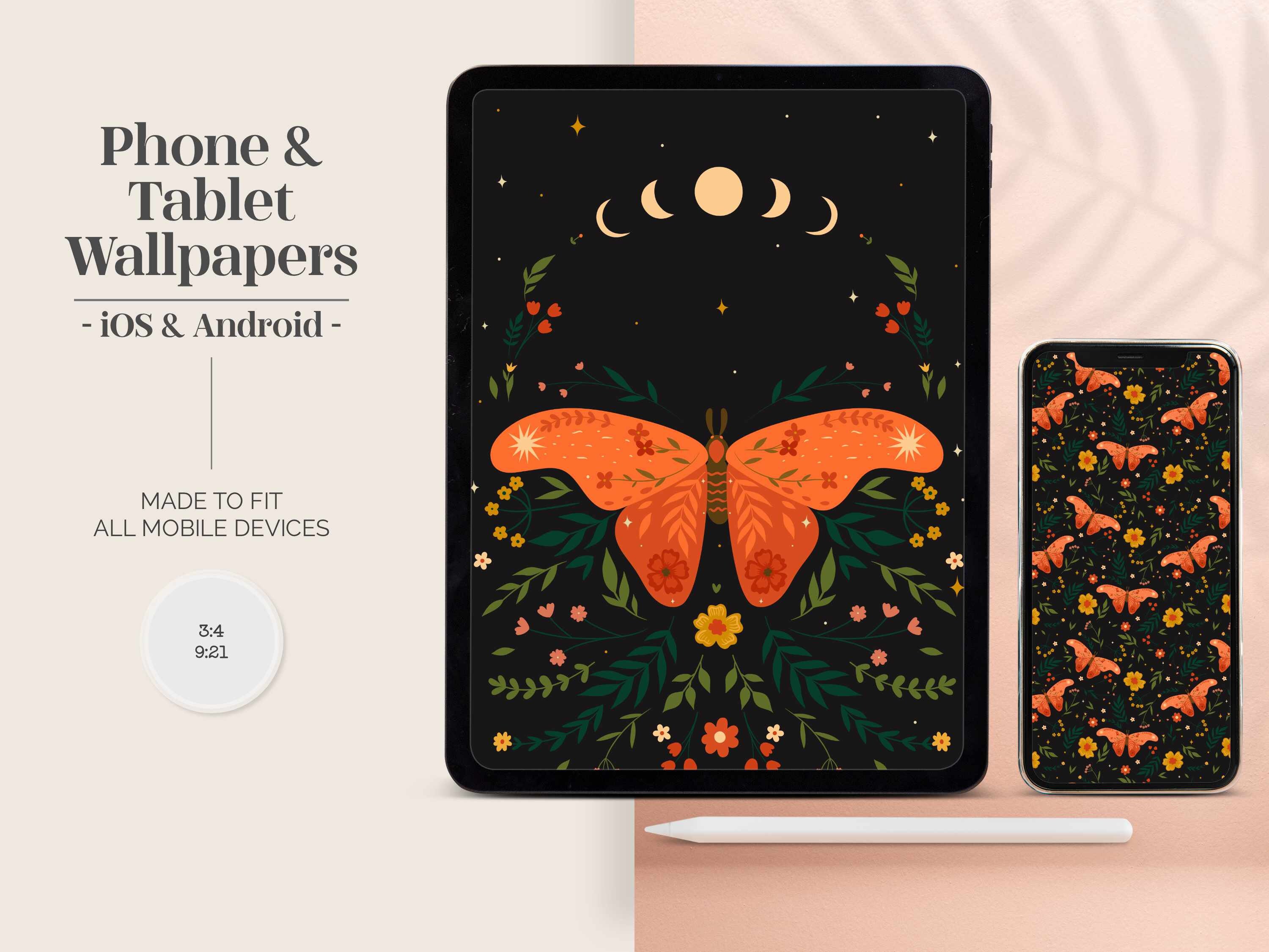 Boho Moth Desktop Wallpaper Organizer Desktop Wallpaper Set - Etsy UK