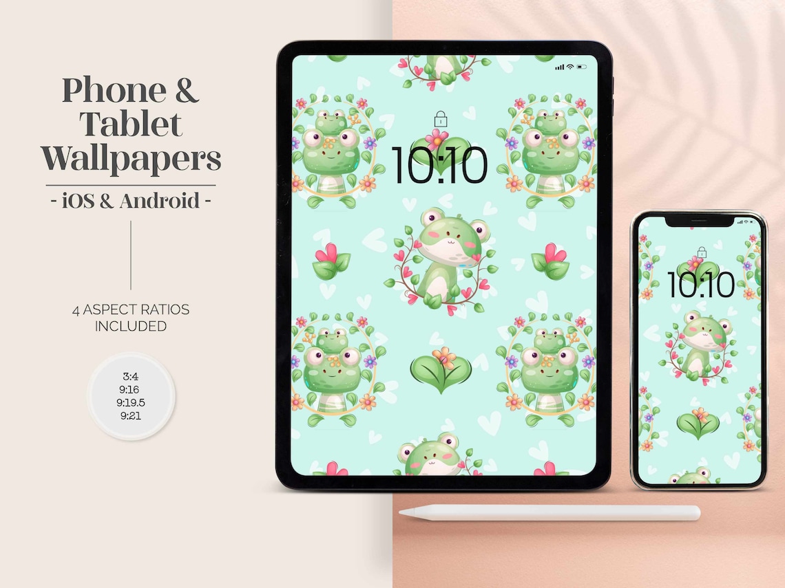 Desktop Organizer Kawaii Frog Wallpaper Cute Illustrated Frogs Art ...