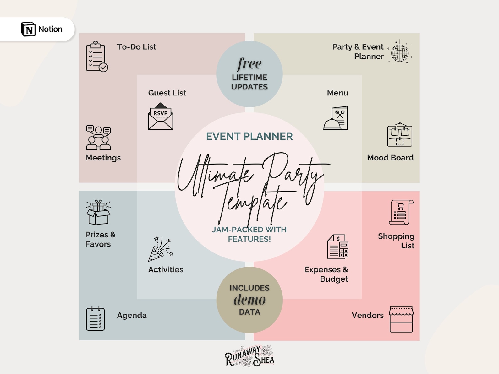Notion Template Event Planner - Digital Party Planning Template, Guest ...