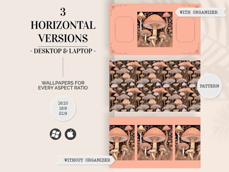 Desktop Organizer Cottagecore Mushroom Wallpaper - Vintage Art ...