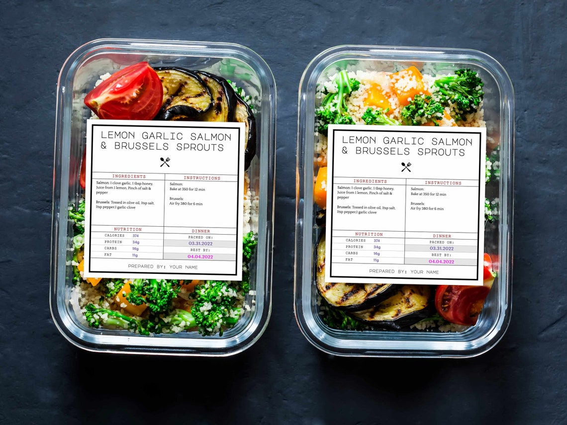 Editable Meal Prep Container Labels | Batch Freezer Recipe Nutrition ...