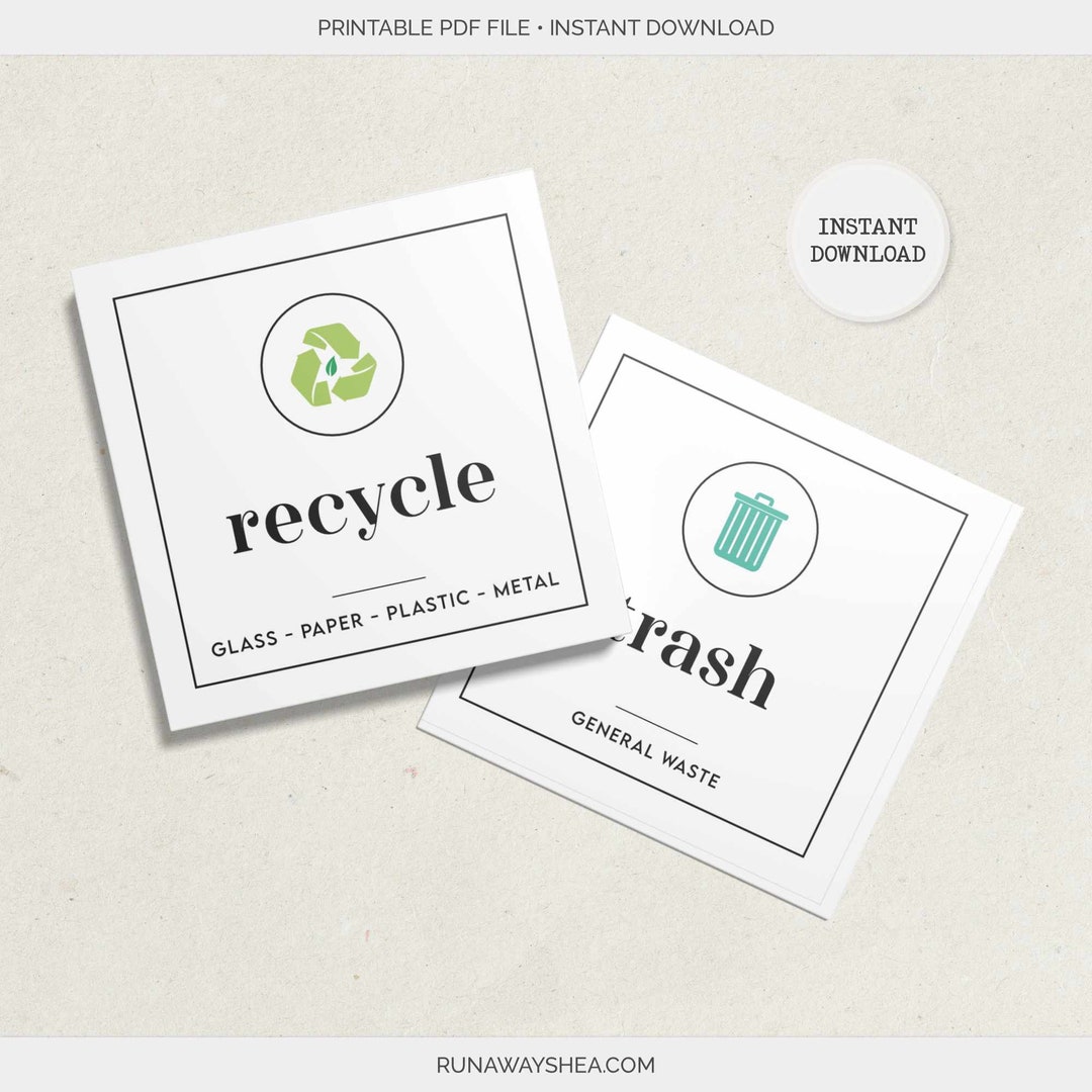 Printable Trash & Recycle Labels for Recycling Bins Eco - Etsy