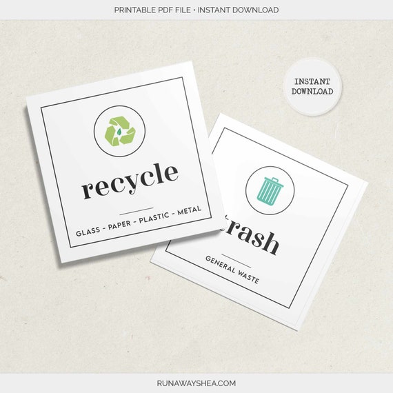 Printable Trash & Recycle Labels for Recycling Bins Eco - Etsy