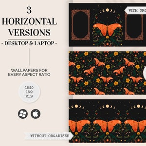 Boho Moth Desktop Wallpaper Organizer | Celestial Desktop Wallpaper Set ...