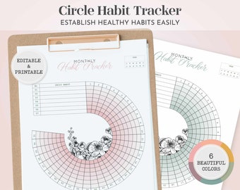 Printable Circle Habit Tracker: Monthly Intention Wheel - Etsy