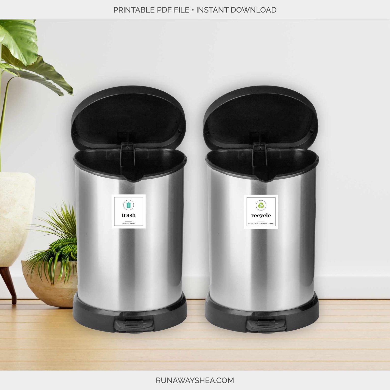 Printable Trash & Recycle Labels for Recycling Bins Eco - Etsy UK