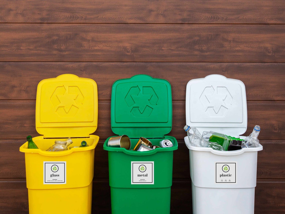 Printable Trash & Recycle Labels For Recycling Bins Eco Friendly