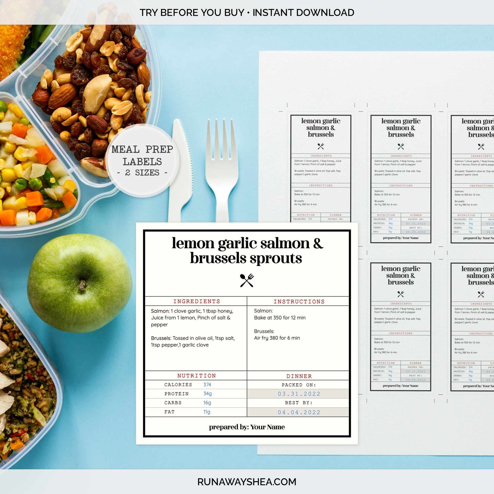 Editable Meal Plan Labels for Meal Prep Containers Freezer - Etsy