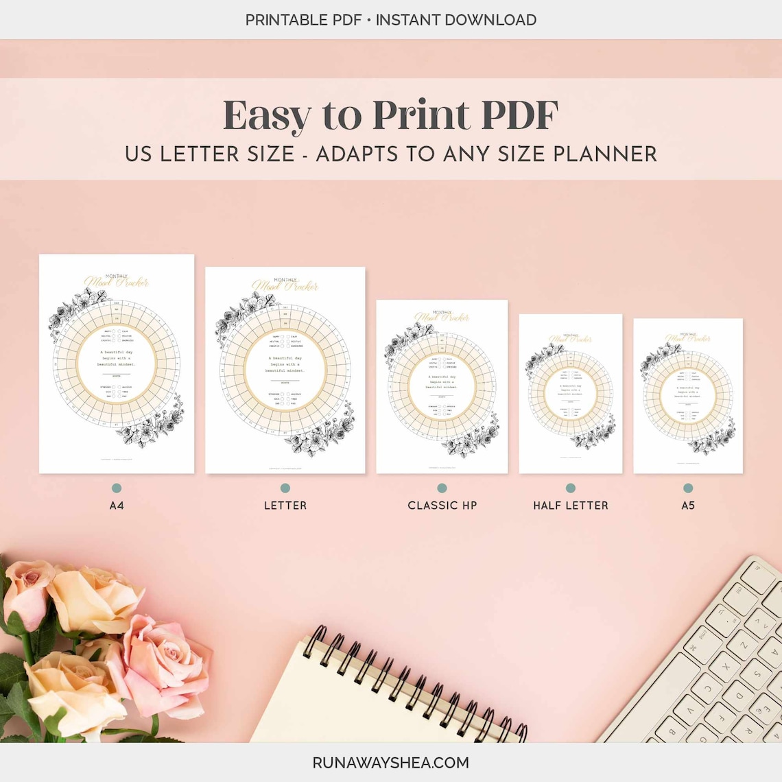 Printable Circle Mood Tracker | Monthly Mood Planner in 6 Colors ...