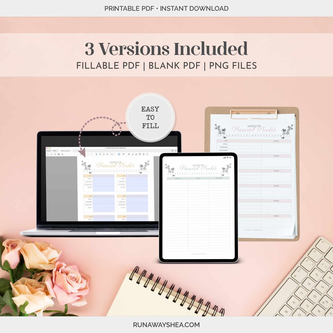 Editable Password Tracker Printable Fillable Password Log PDF Printable ...