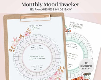 12 Month Mood Tracker Printable Wheel Mood Planner in 12 - Etsy Canada