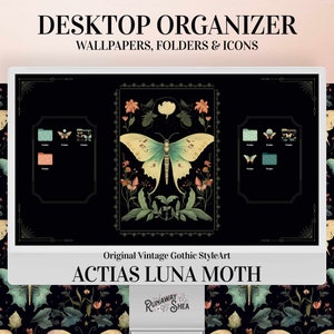 Desktop Organizer Luna Moon Moth Wallpaper - Vintage Gothic Art Dark ...
