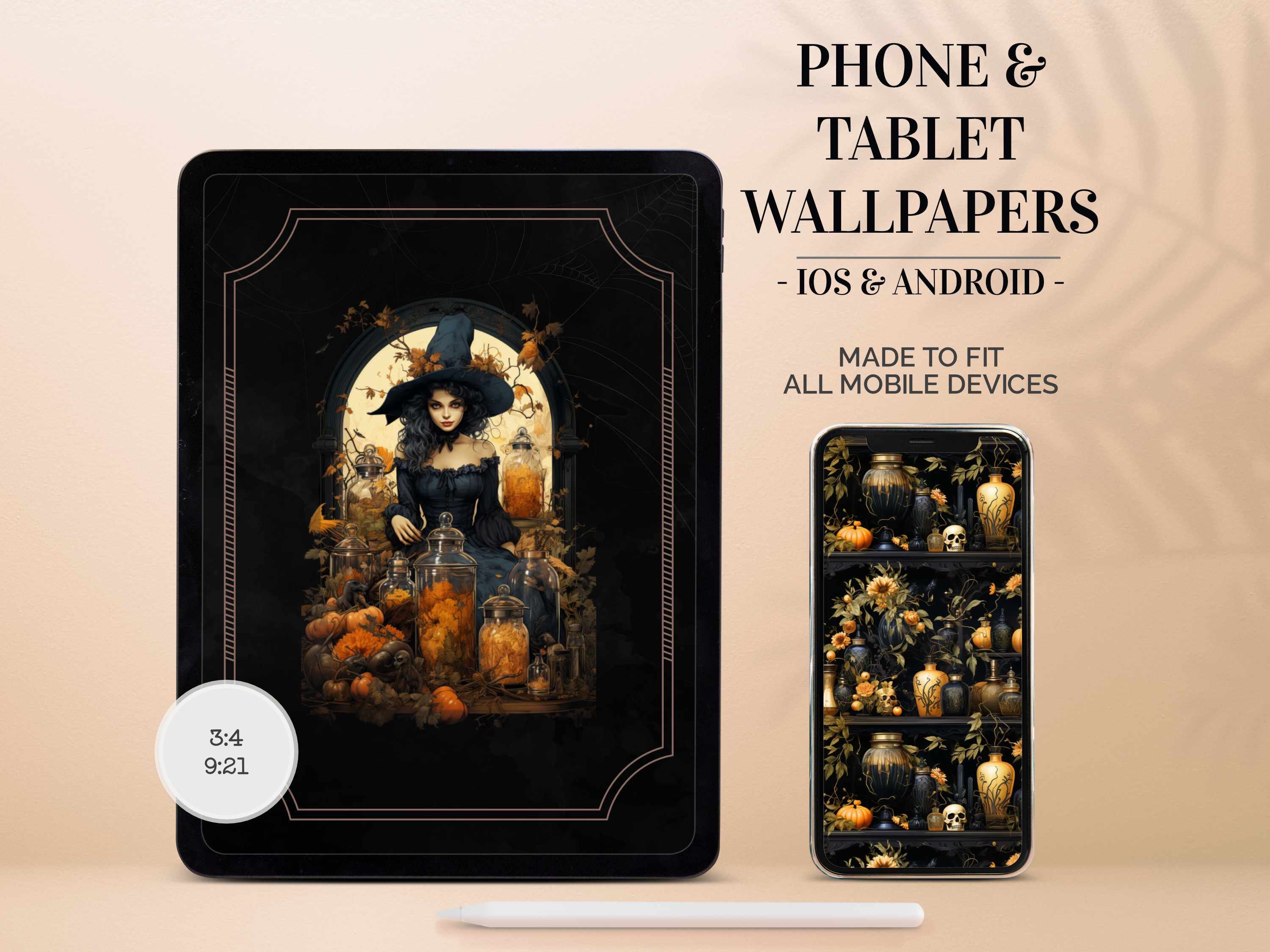 Desktop Organizer Witches Potion Halloween Wallpaper - Vintage Gothic ...