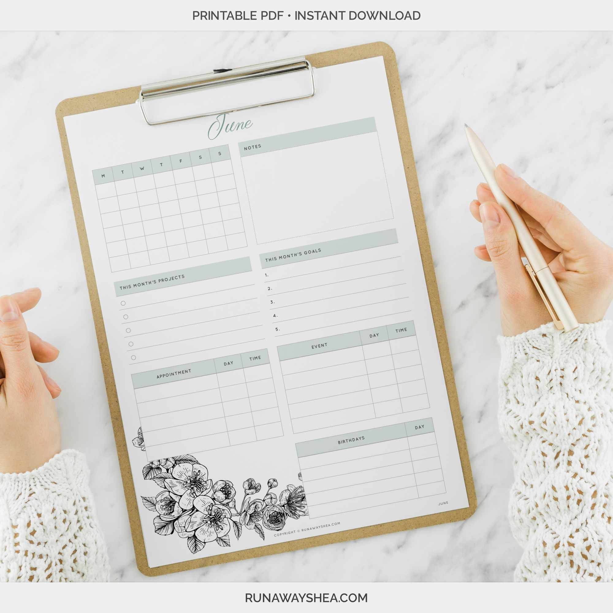 Monthly Overview Planner Printable 12 Month at a Glance - Etsy