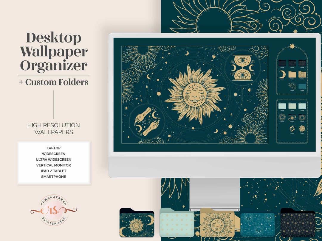 Celestial Desktop Wallpaper Organizer Computer Wallpaper Set - Etsy