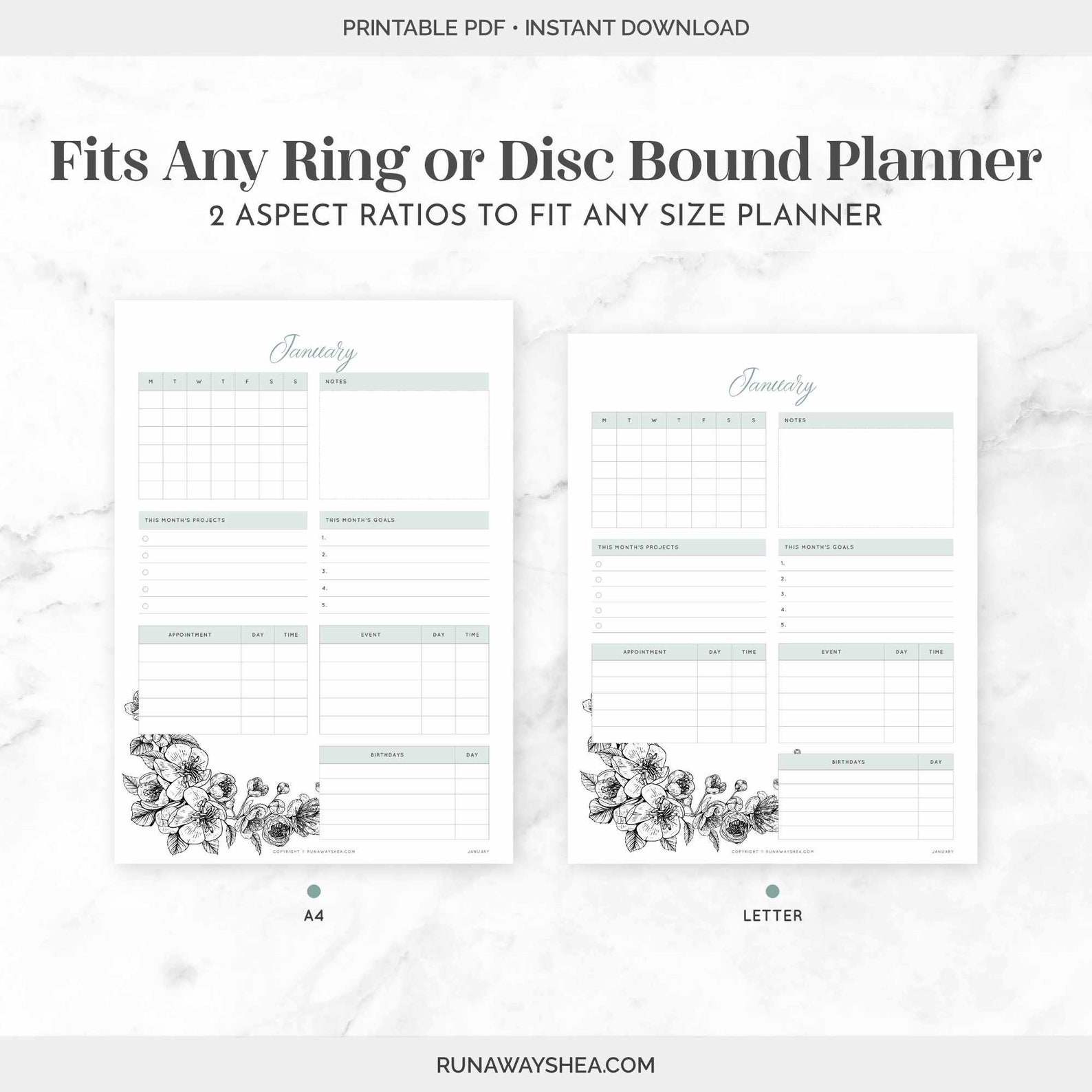 Monthly Overview Planner Printable 12 Month at a Glance - Etsy