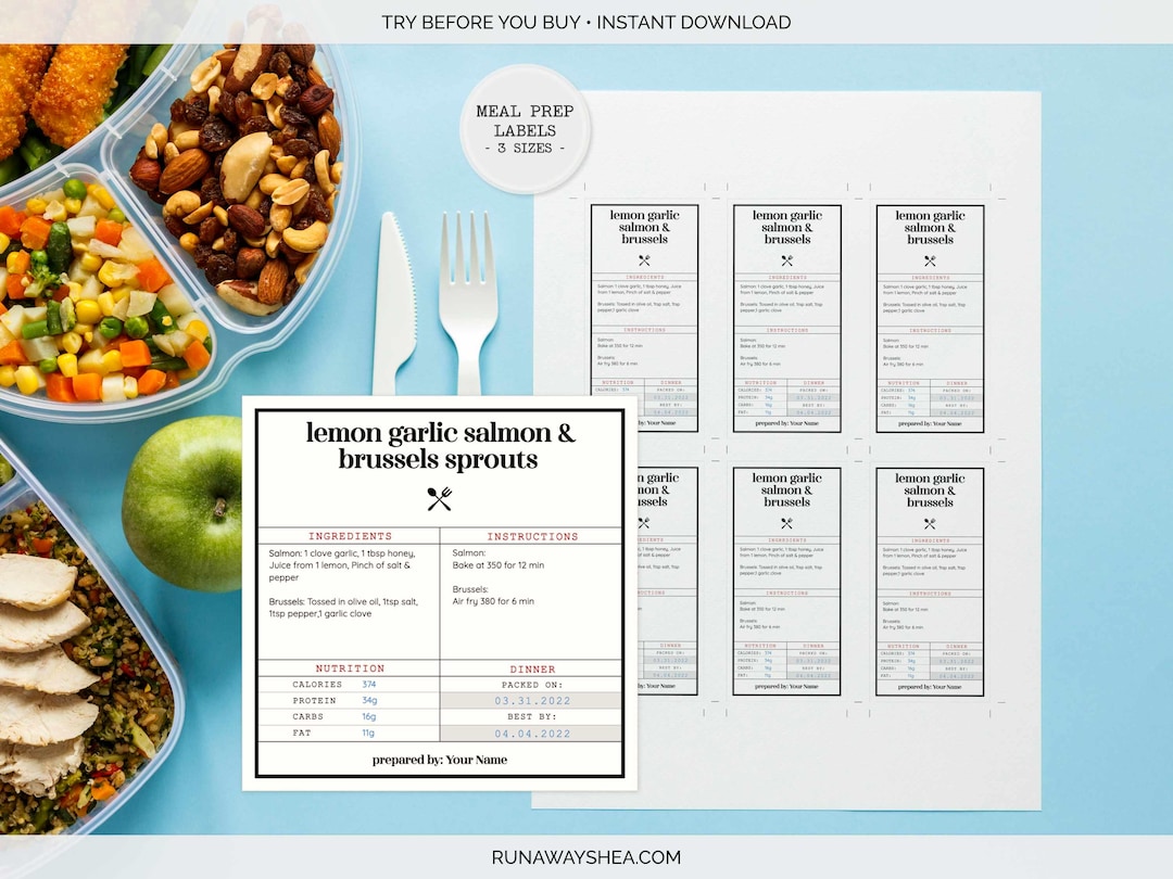 Editable Meal Plan Labels for Meal Prep Containers | Freezer Meal ...