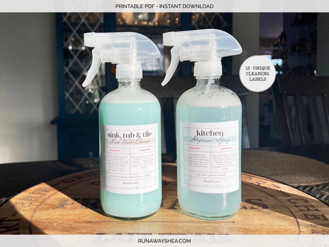 Printable Cleaning Label Bundle for 16 Oz Spray Bottles | Cleaner ...