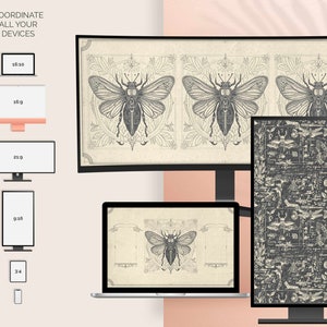 Desktop Organizer Vintage Bee Wallpaper - Victorian Line Art Light ...