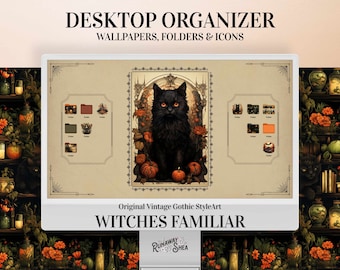 Retro Halloween Desktop Organizer Wallpaper Desktop Icons for - Etsy