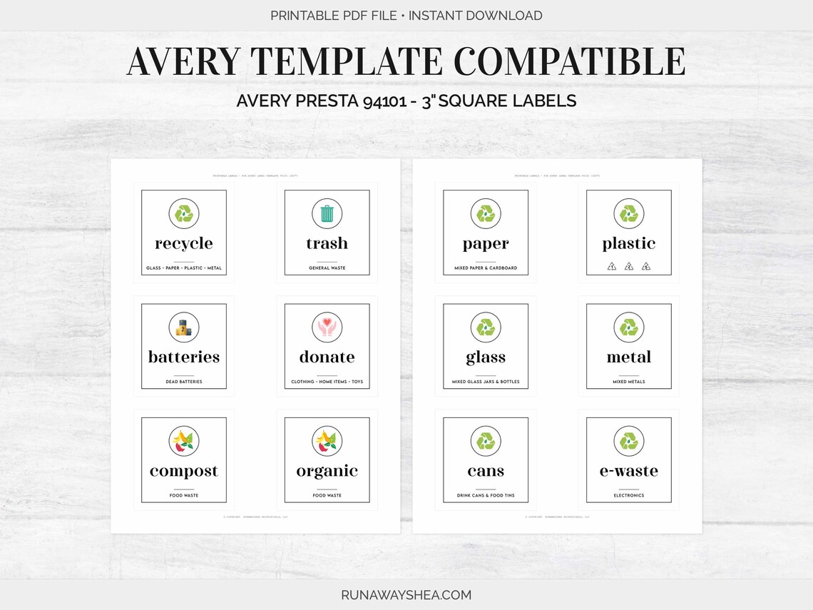 Printable Trash & Recycle Labels for Recycling Bins Eco Friendly ...