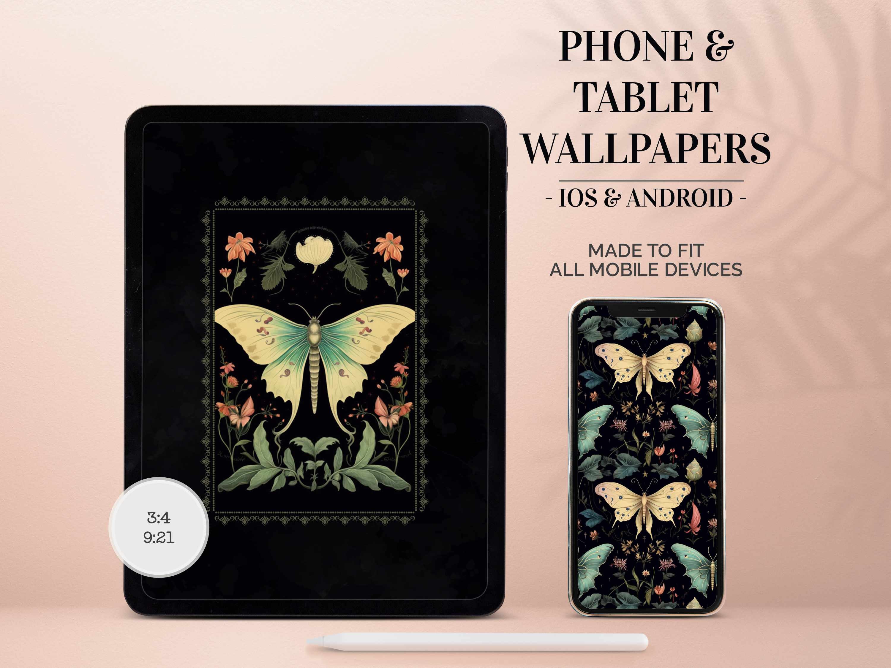 Desktop Organizer Luna Moon Moth Wallpaper - Vintage Gothic Art Dark ...