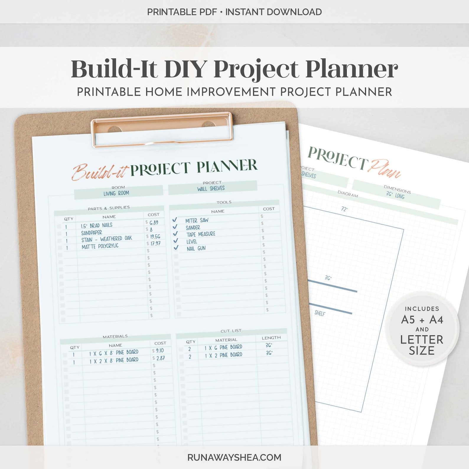 DIY Home Project Planner Printable | Home Improvement (PDF) PP-22 - Etsy