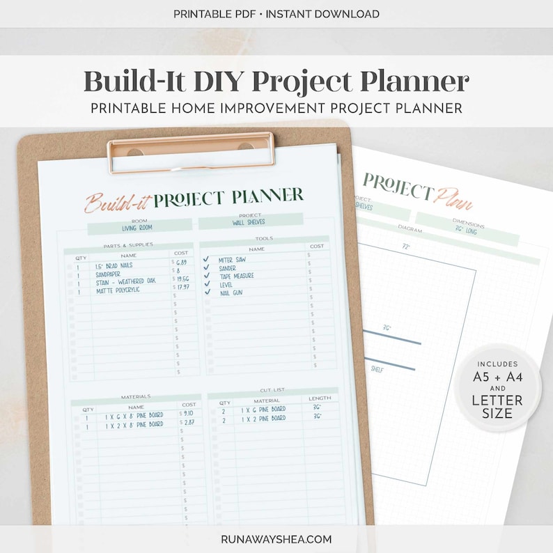 DIY Home Project Planner Printable | Home Improvement (PDF) PP-22 - Etsy