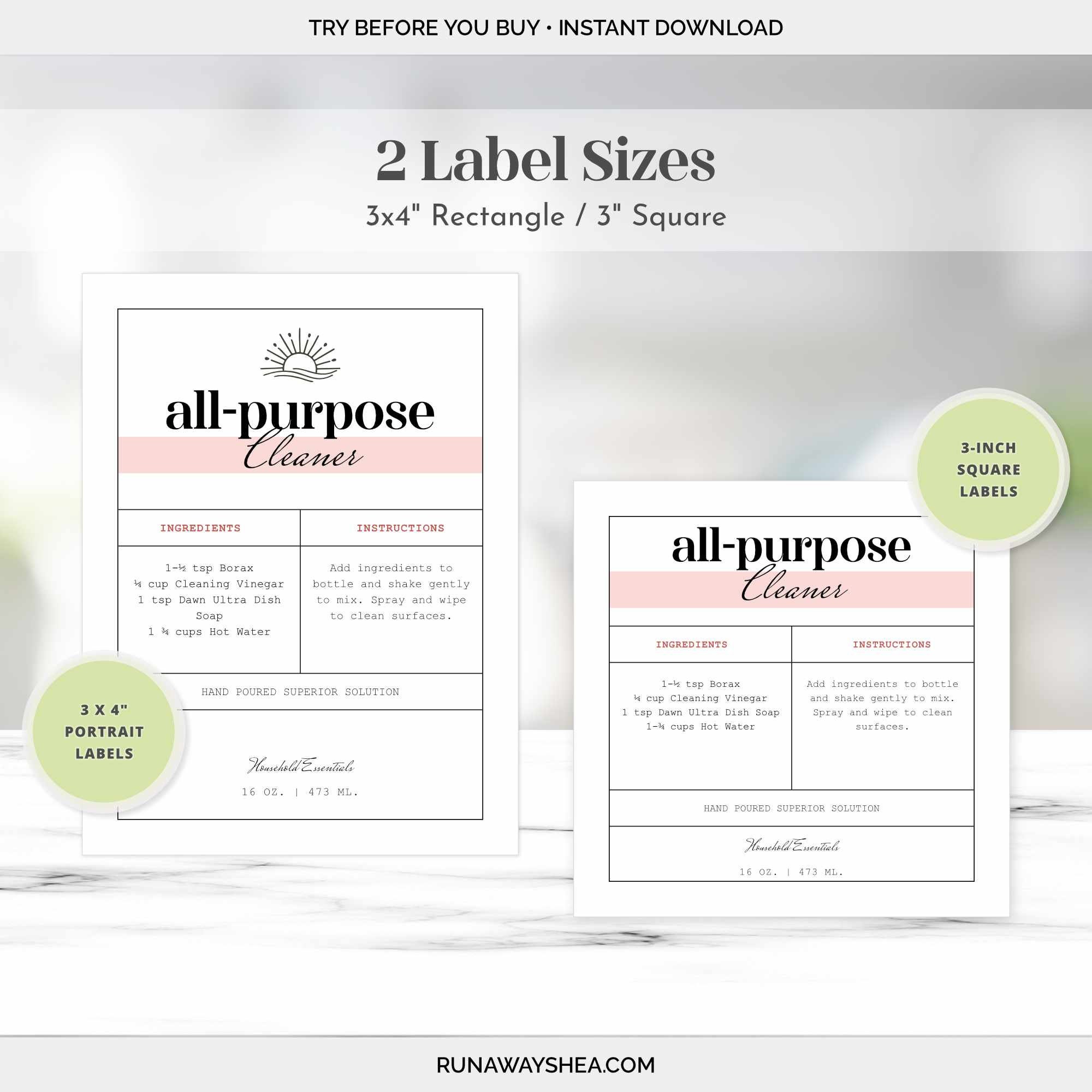 Editable Cleaning Label Template for 16 Oz Spray Bottles - Etsy Australia