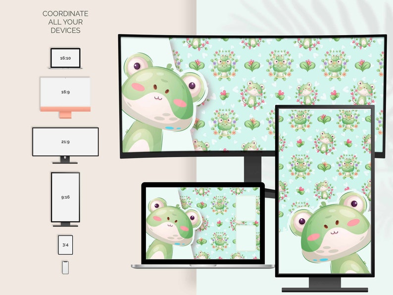 Desktop Organizer Kawaii Frog Wallpaper Cute Illustrated Frogs Art ...