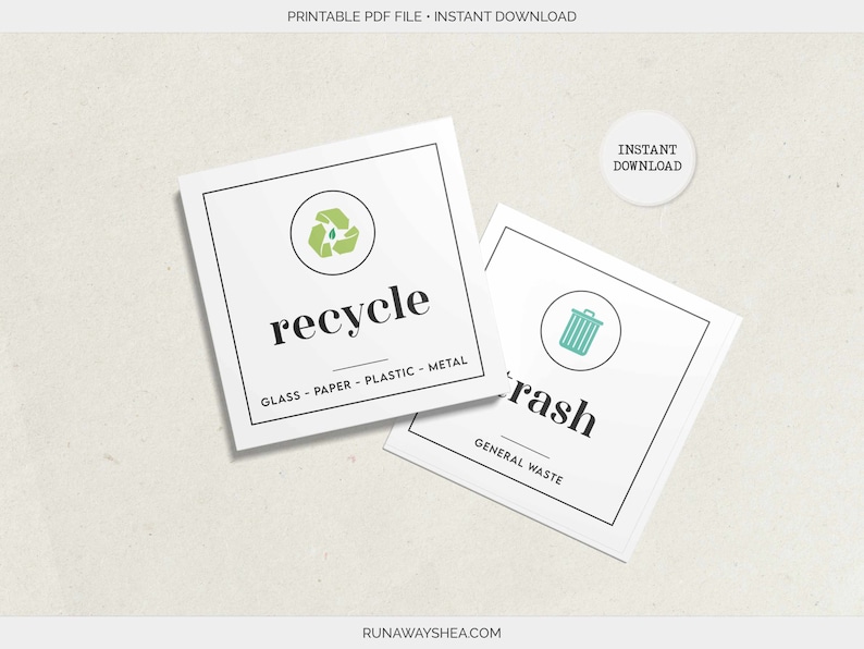 Printable Trash & Recycle Labels for Recycling Bins | Eco Friendly ...
