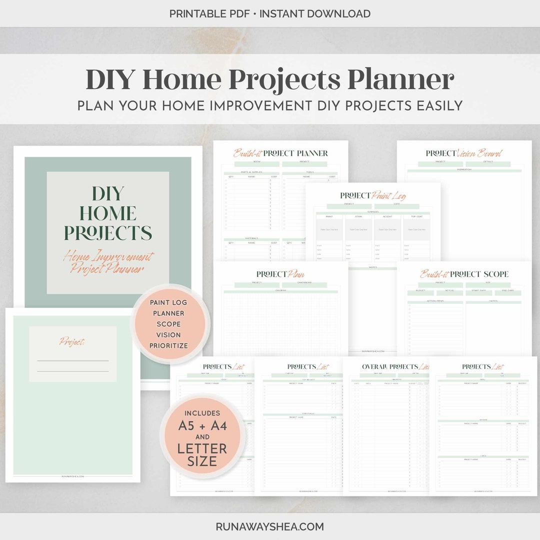 DIY Home Improvement Project Planner | Printable Renovation Organizer ...