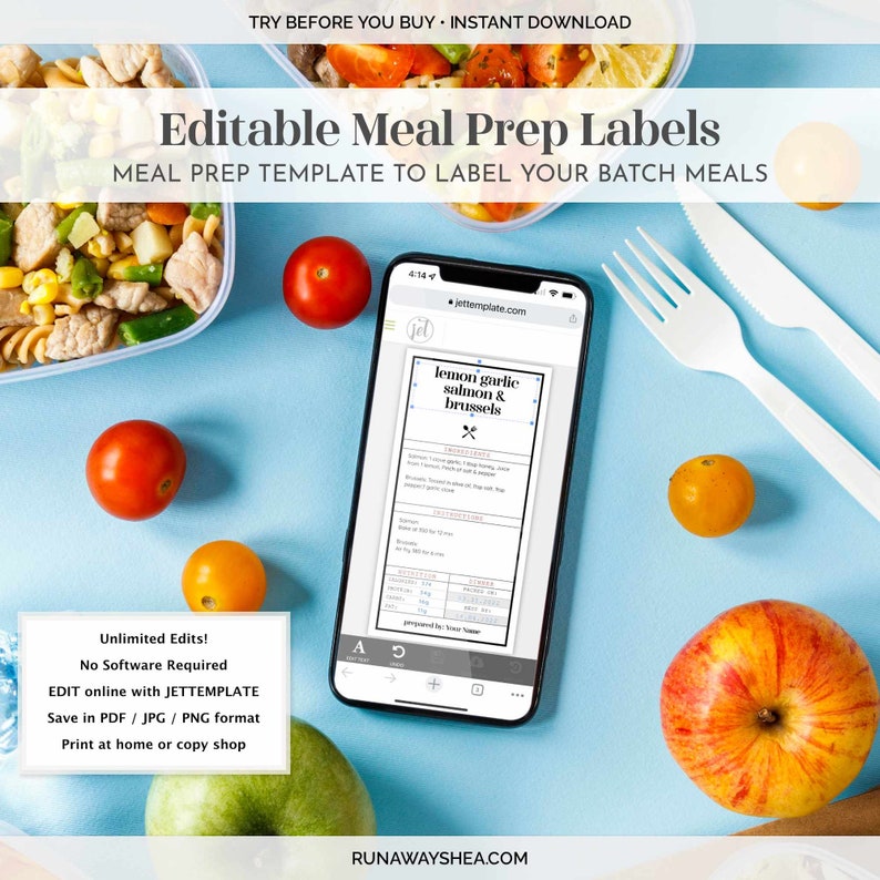Editable Meal Plan Labels for Meal Prep Containers Freezer - Etsy