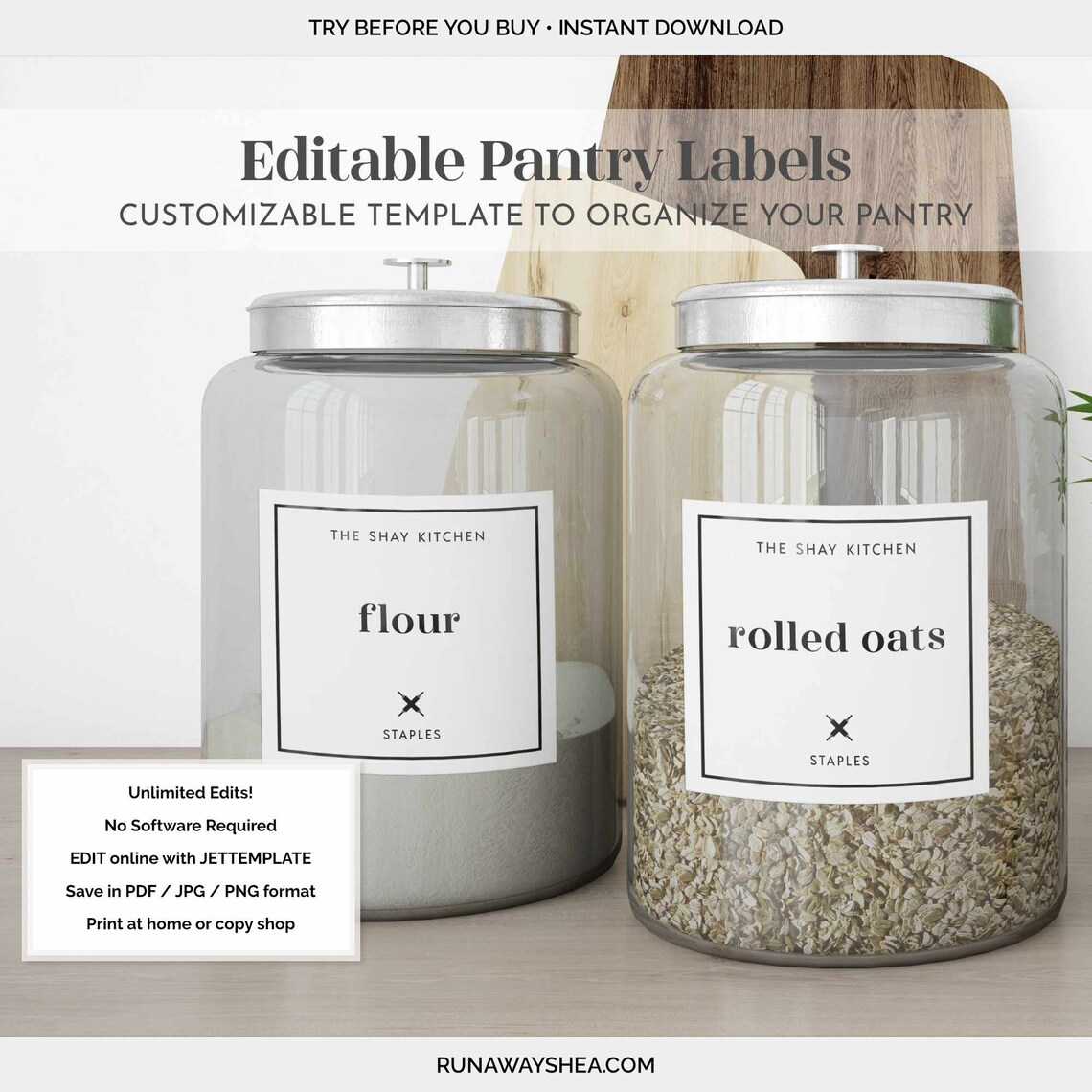 Editable Pantry Labels for Kitchen Organization Customizable - Etsy
