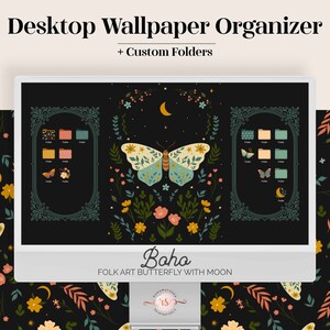 Boho Butterfly Desktop Wallpaper Organizer Butterfly Desktop - Etsy
