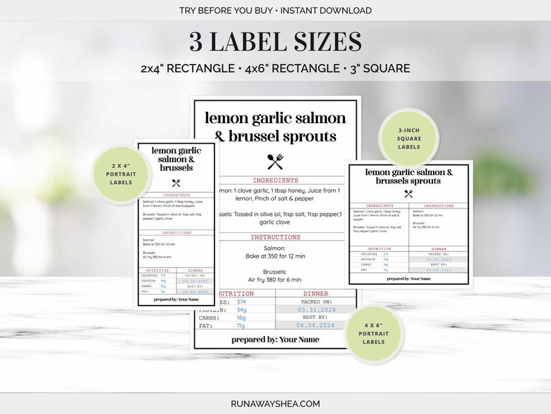 Editable Meal Plan Labels for Meal Prep Containers | Freezer Meal ...