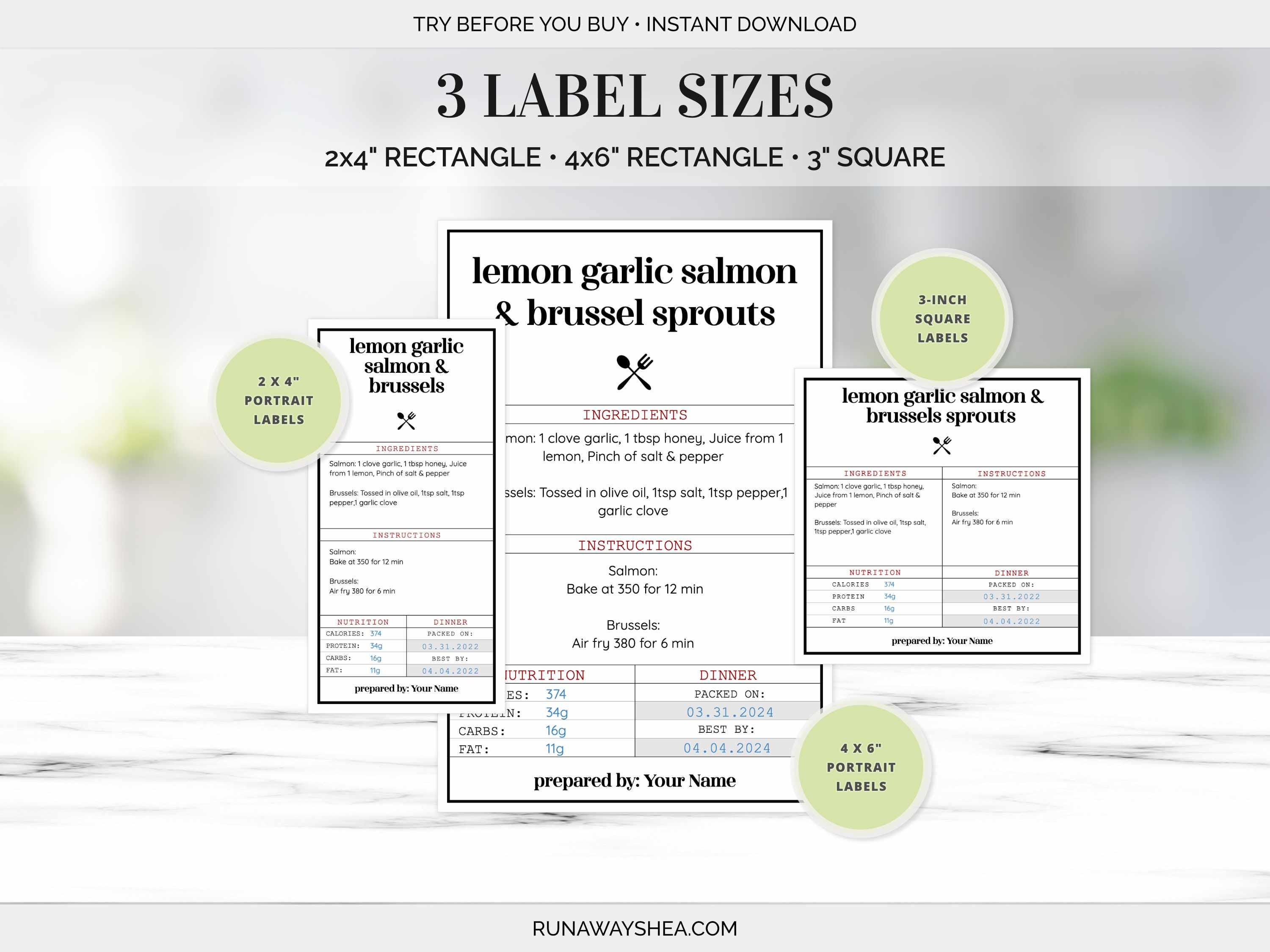 Editable Meal Plan Labels for Meal Prep Containers | Freezer Meal ...