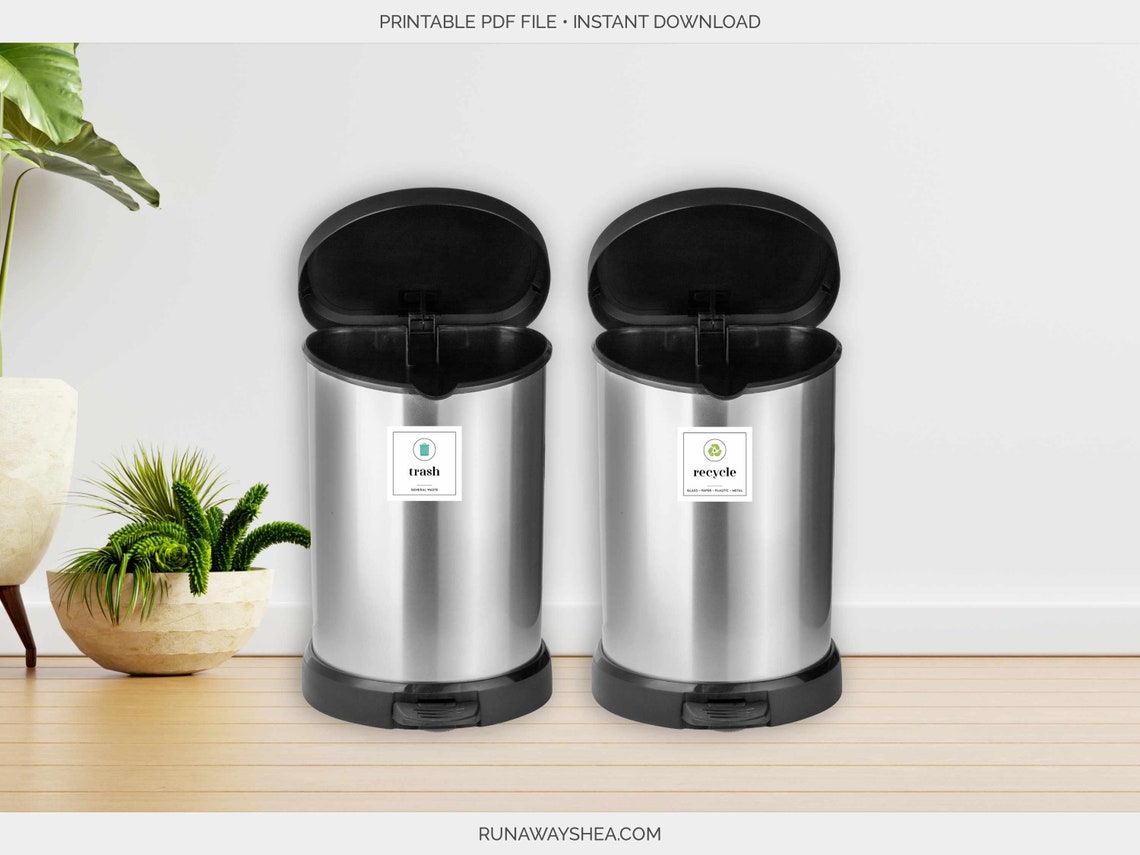 Printable Trash & Recycle Labels for Recycling Bins Eco Friendly ...