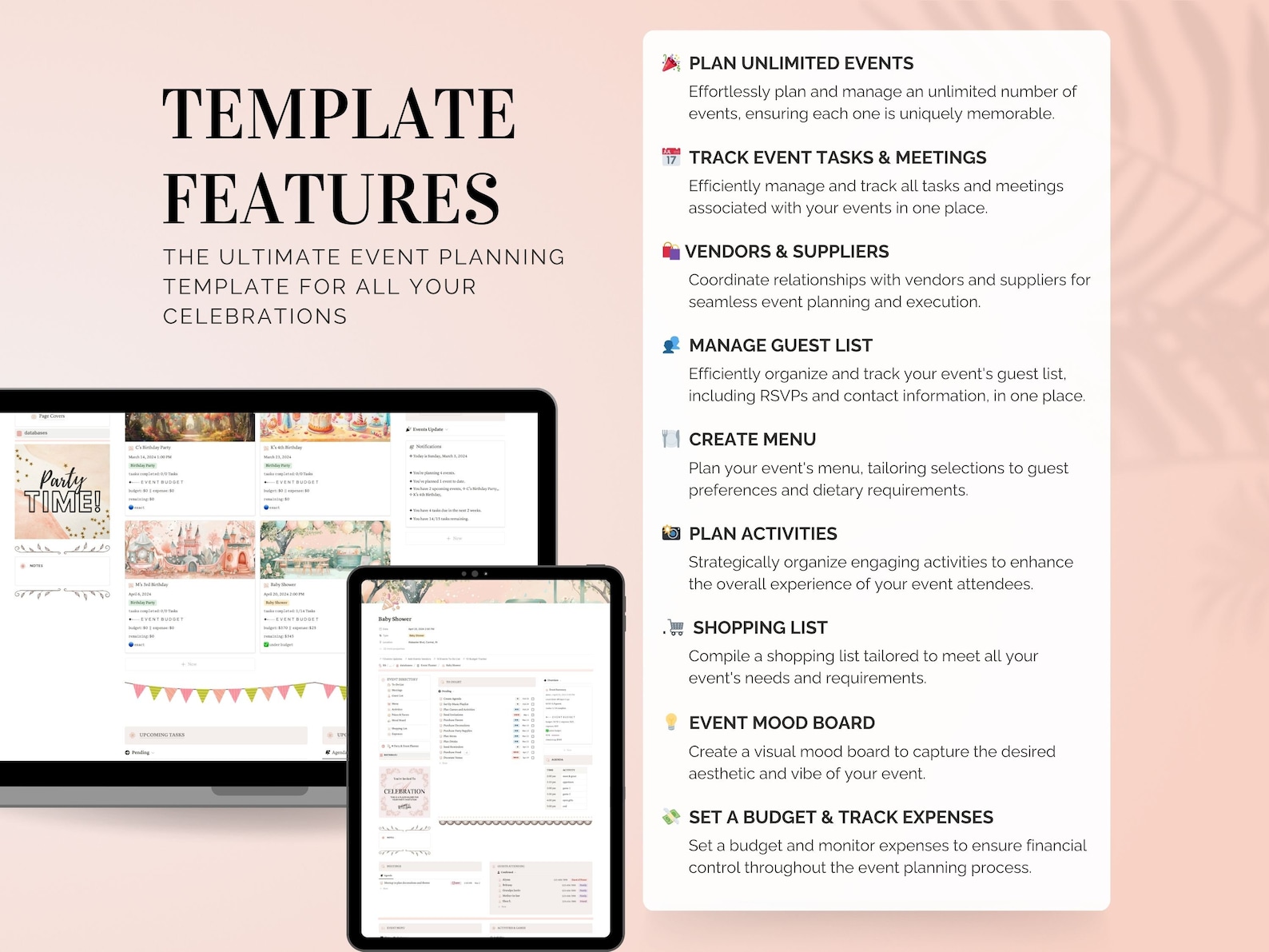 Notion Template Event Planner - Digital Party Planning Template, Guest ...