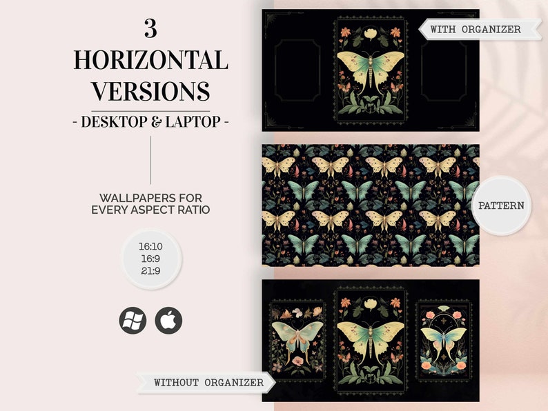 Desktop Organizer Luna Moon Moth Wallpaper Vintage Gothic - Etsy