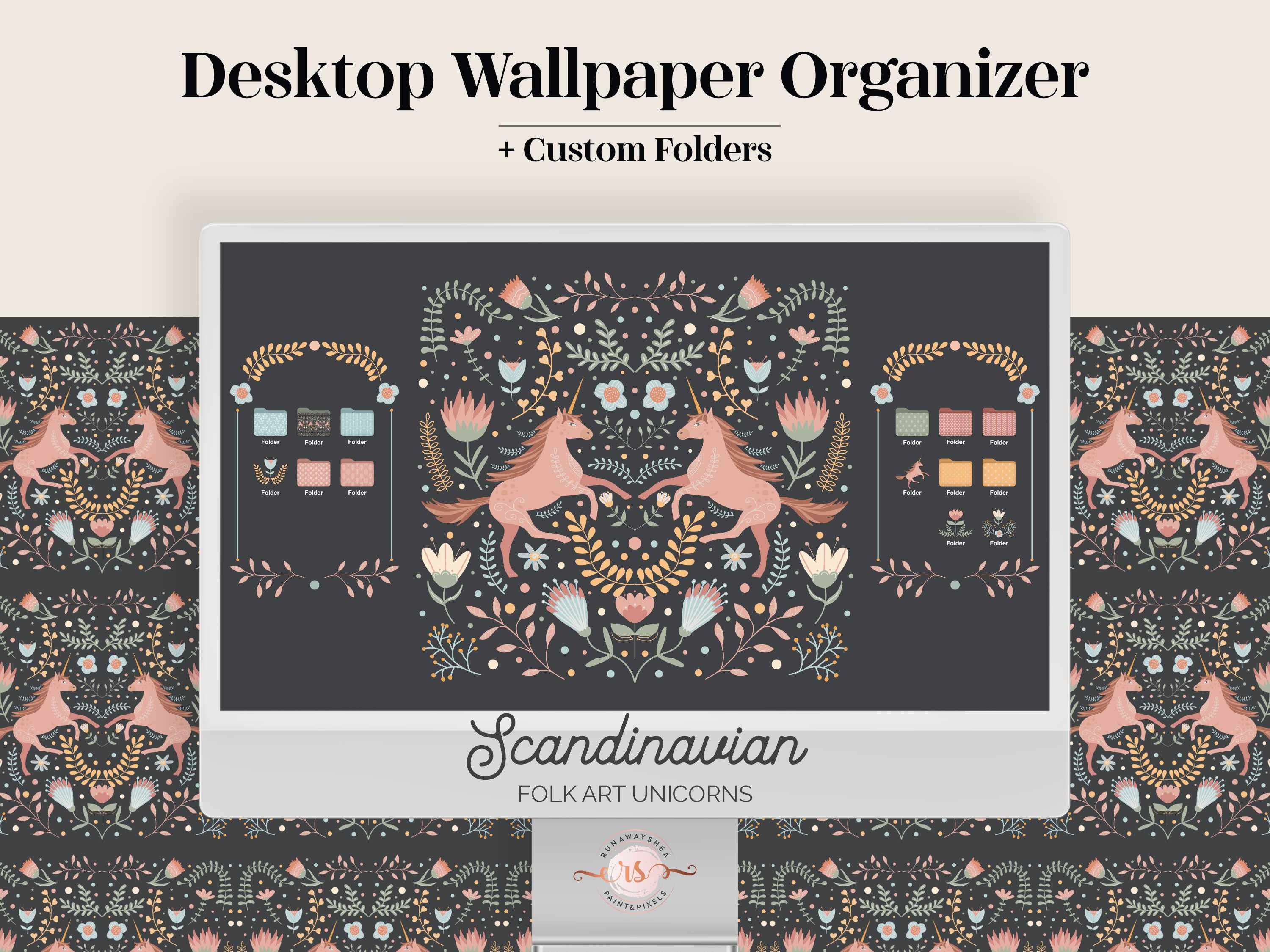 Scandinavian Unicorn Desktop Wallpaper Organizer | Wallpapers & Folder ...