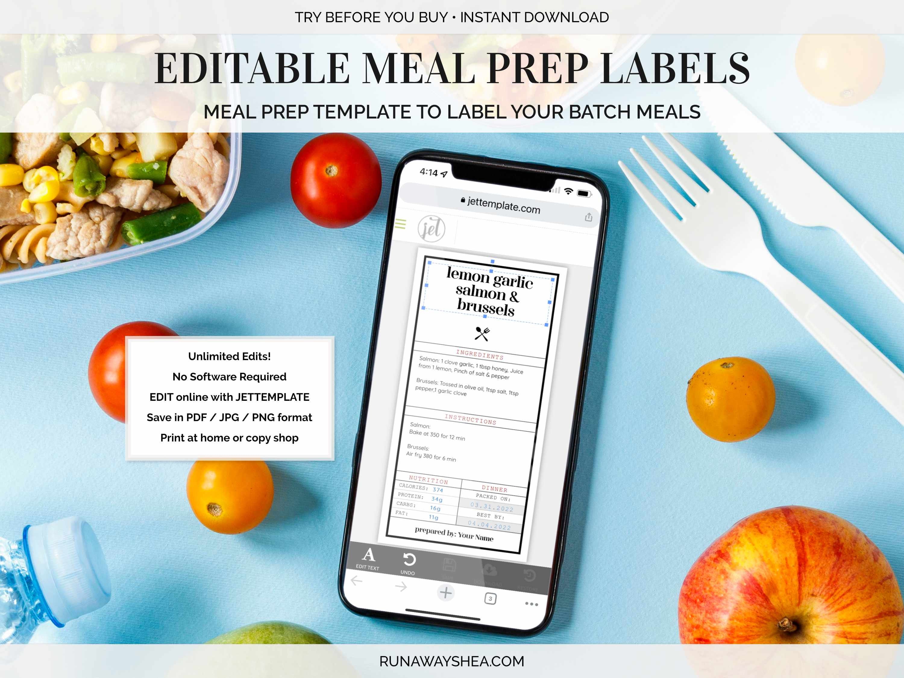 Editable Meal Plan Labels for Meal Prep Containers | Freezer Meal ...
