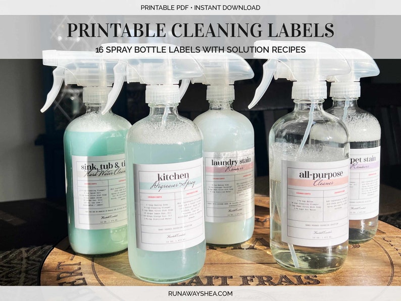 Printable Cleaning Labels for Spray Bottles | DIY Natural Homemade ...