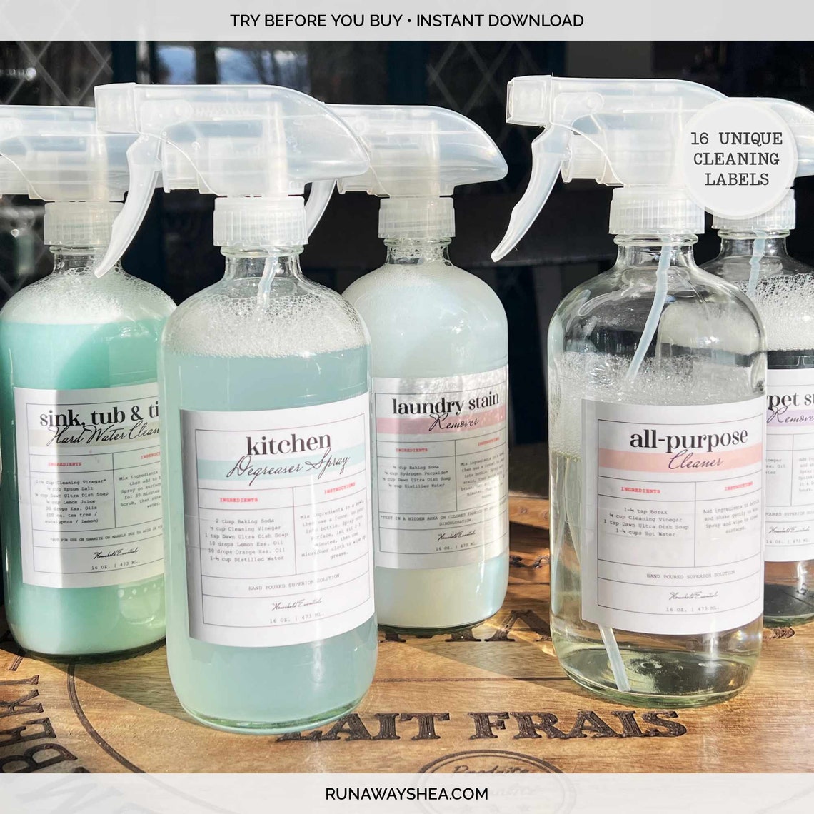 Editable Cleaning Label Template for 16 Oz Spray Bottles | Etsy