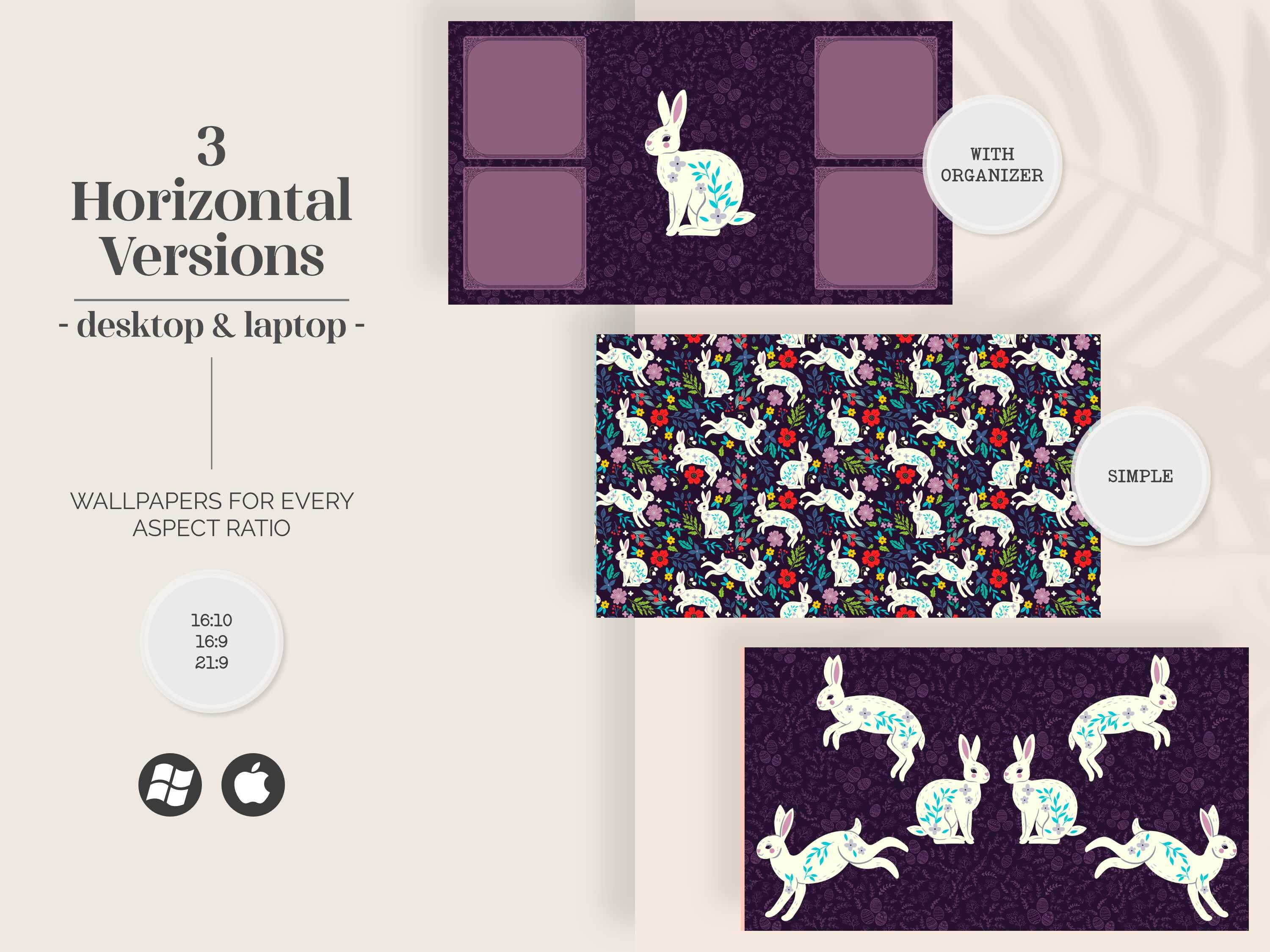 Desktop Organizer White Rabbit Wallpaper Easter Bunny Folk - Etsy