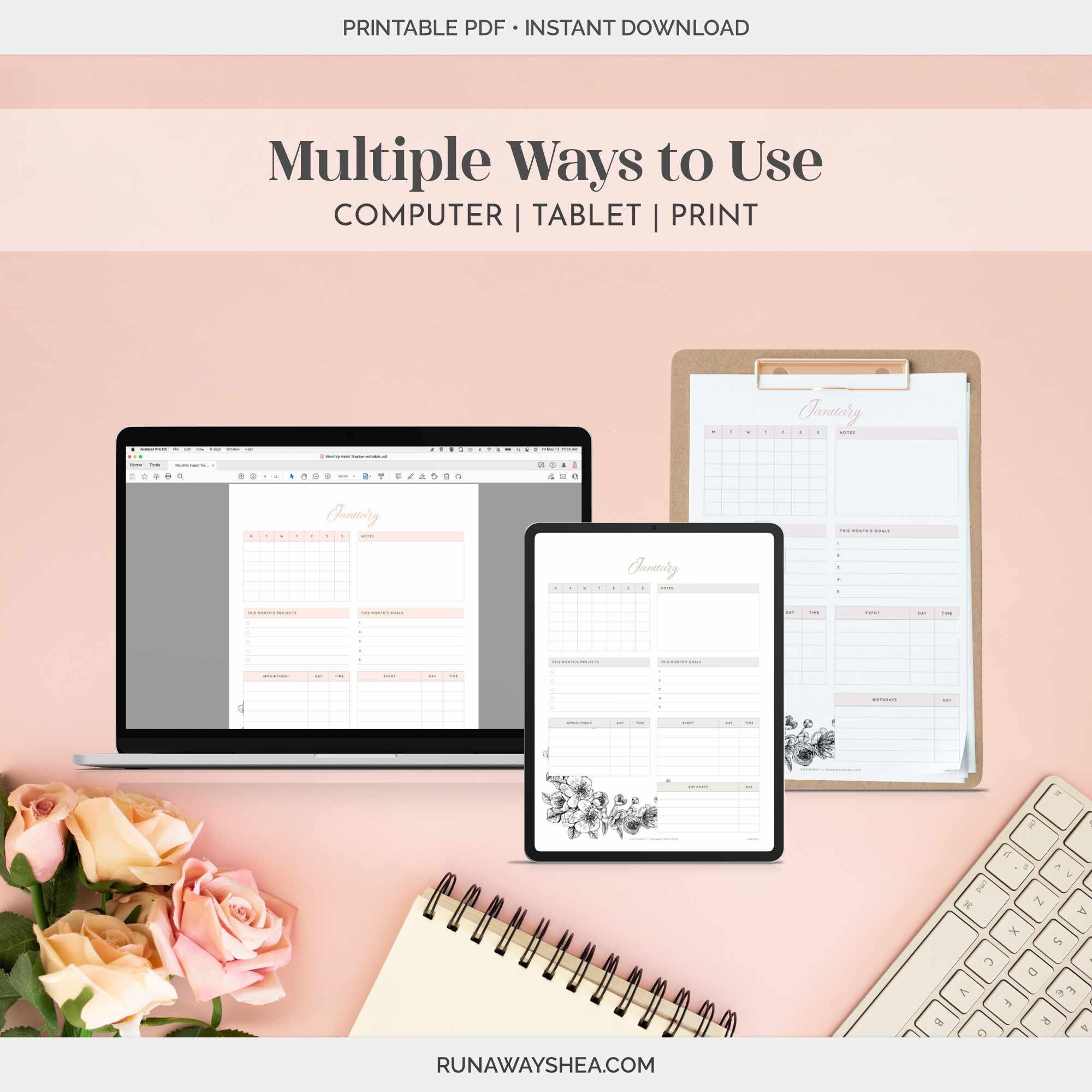 Monthly Overview Planner Printable 12 Month at a Glance - Etsy