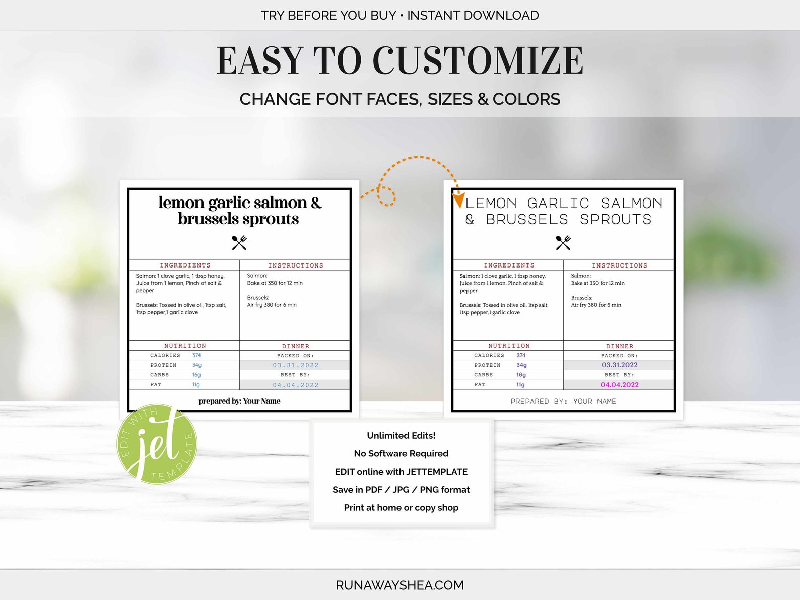 Editable Meal Plan Labels for Meal Prep Containers | Freezer Meal ...