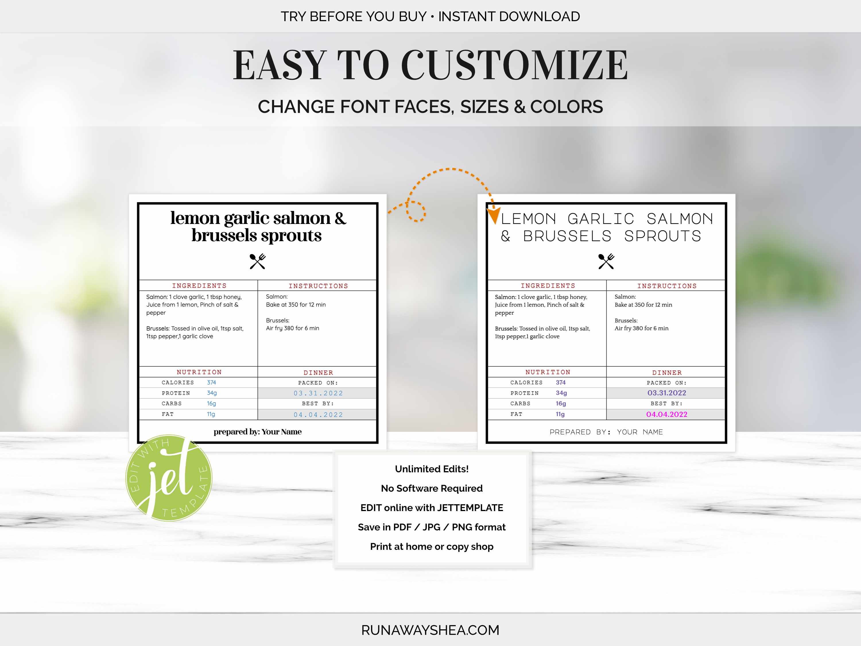 Editable Meal Plan Labels for Meal Prep Containers | Freezer Meal ...